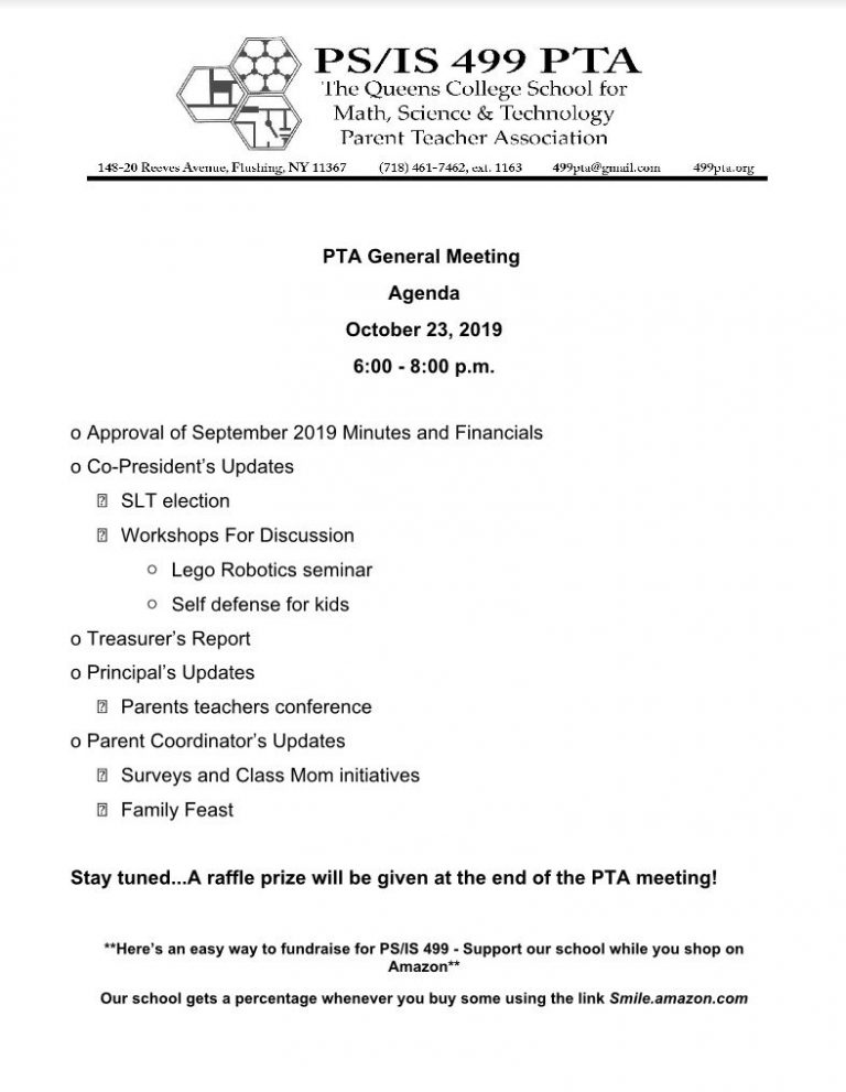 Please attend PTA meeting - October 23, 2019 • PS/IS 499 PTA